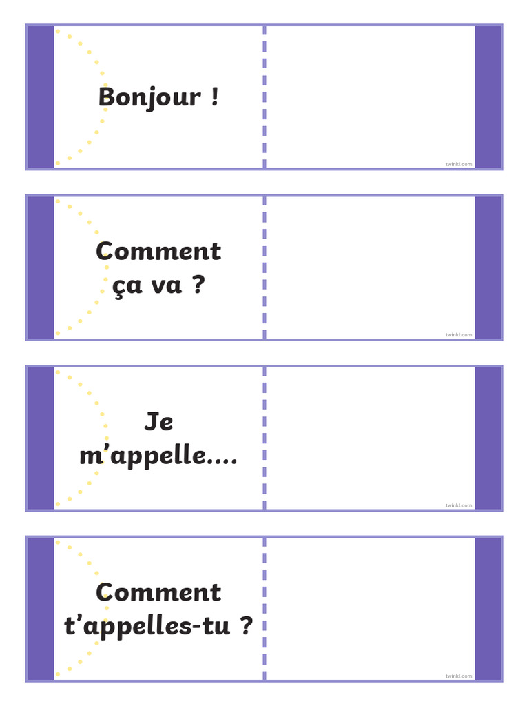 French Conversation Prompt Cards in French Without Illustrations | PDF