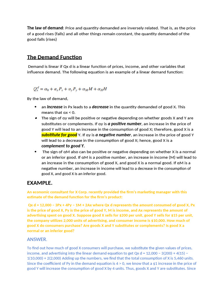 The Law of Demand | PDF | Demand | Mathematical Analysis