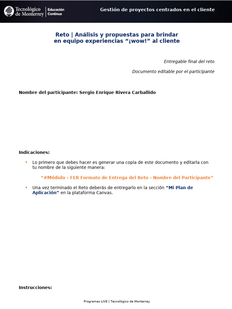 Modulo 4 - Formato de Entrega Del Reto - Sergio Rivera | PDF