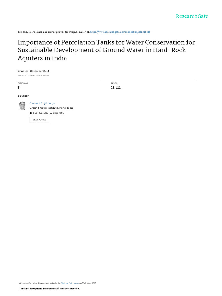 Percolation Tanks | PDF