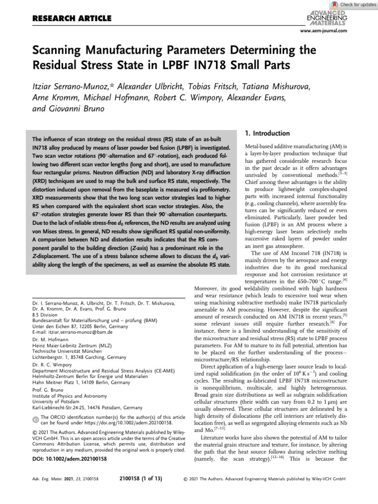 Adv Eng Mater - 2021 - Serrano-Munoz - Scanning Manufacturing ...