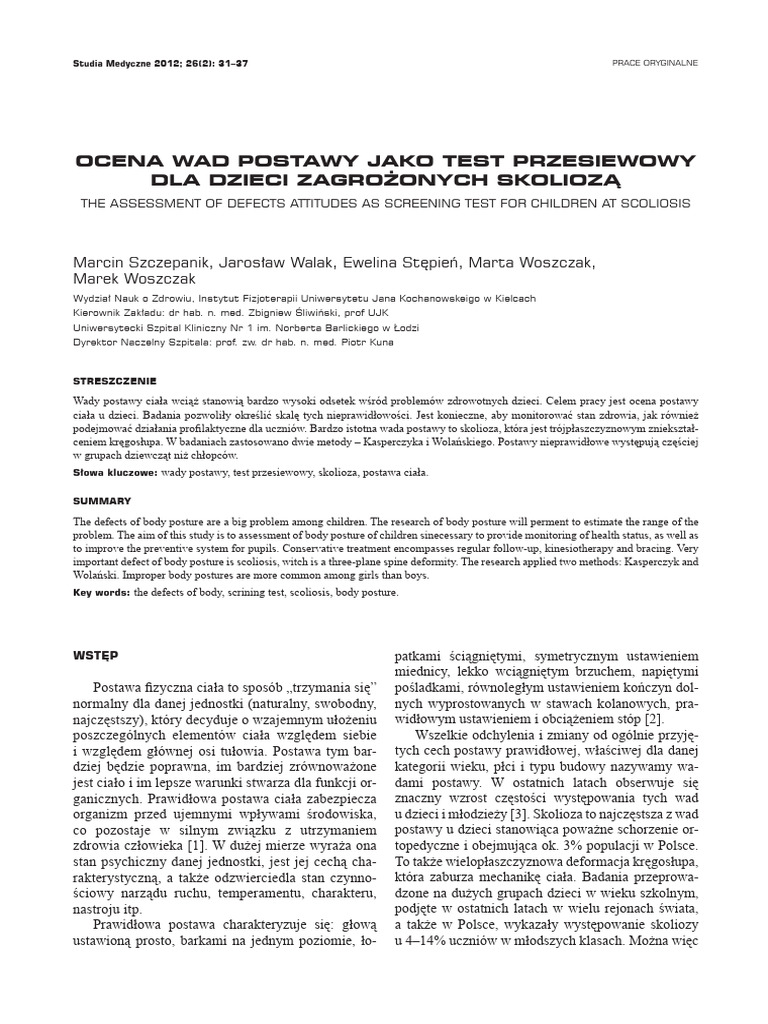 Ocena Wad Postawy | PDF