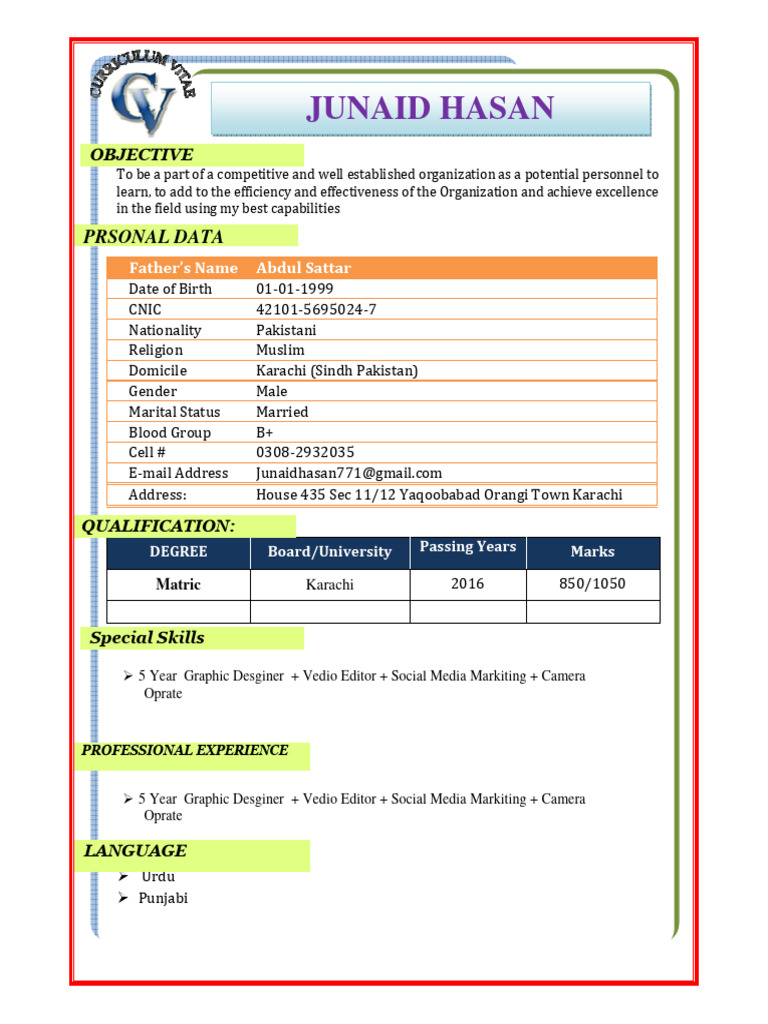 Junaid Hasan CV | PDF