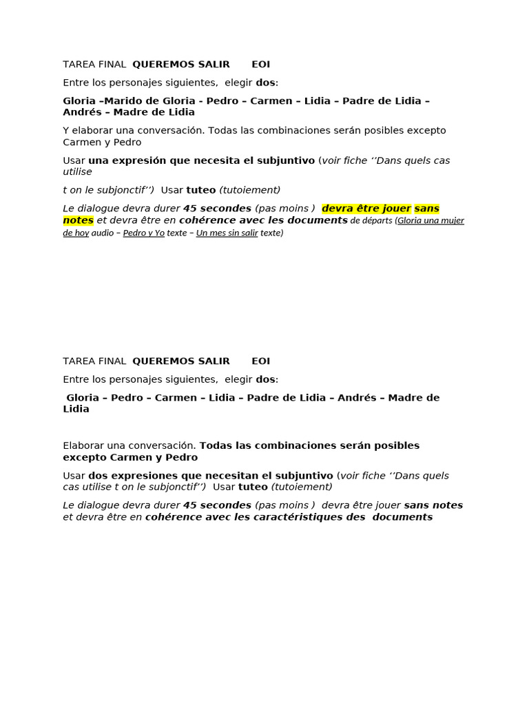Tarea Final Queremos Salir Eoi | PDF