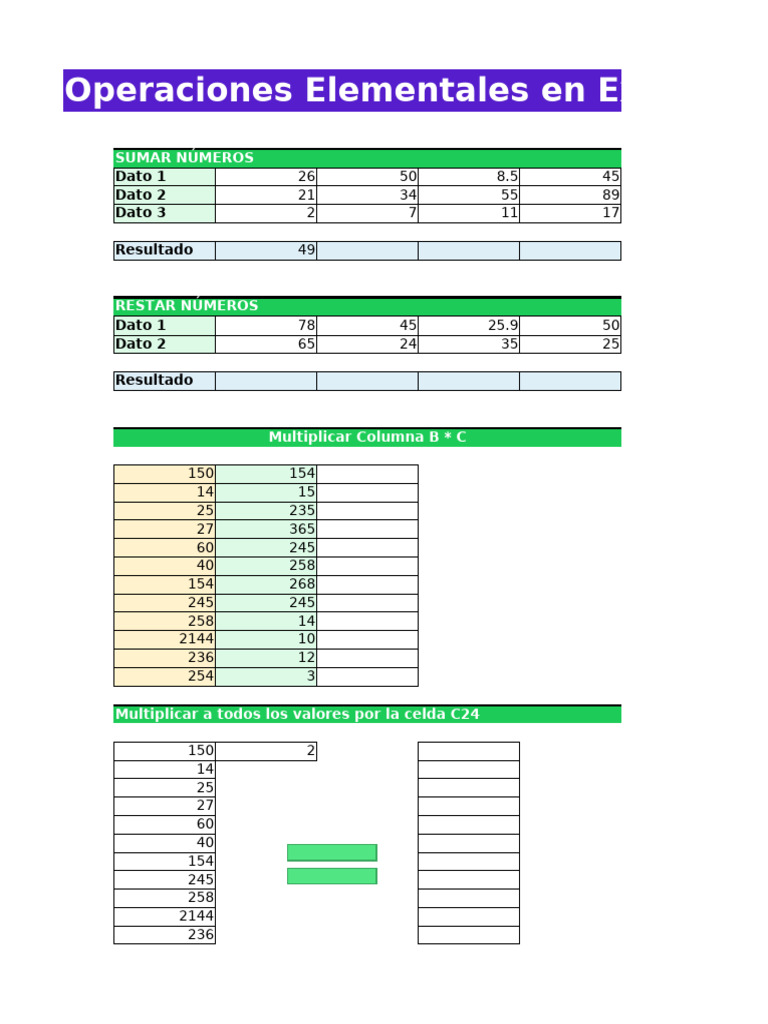Cap08 Curso de Excel EJERCICIOS DE Operadores Matemáticos en Excel | PDF