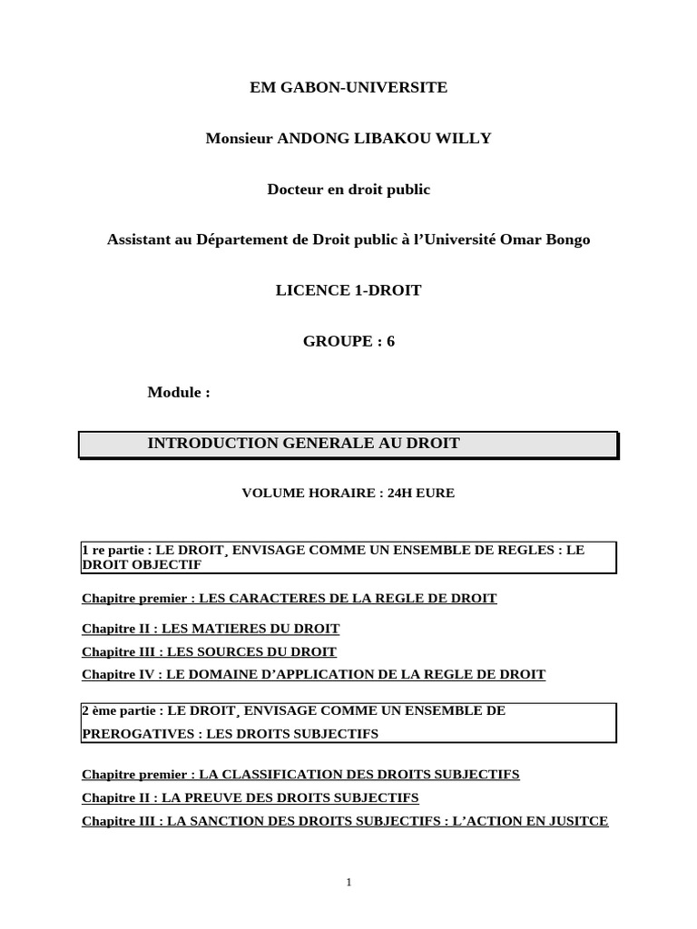 Cours de Droit | PDF