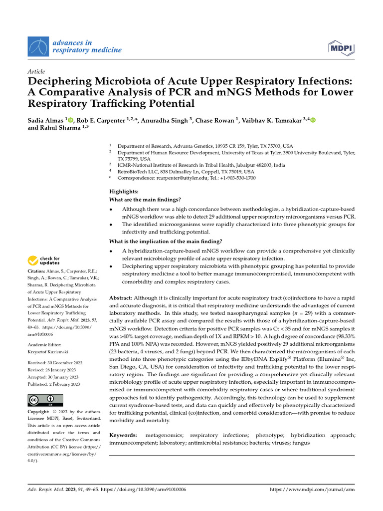 4 - Deciphering Microbiota of Acute Upper Respiratory Infections A Comparative Analysis of PCR ...