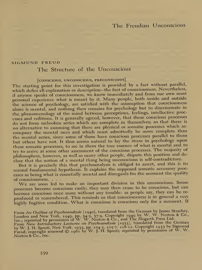 Freud 3 - The Structure of Unconscious | PDF