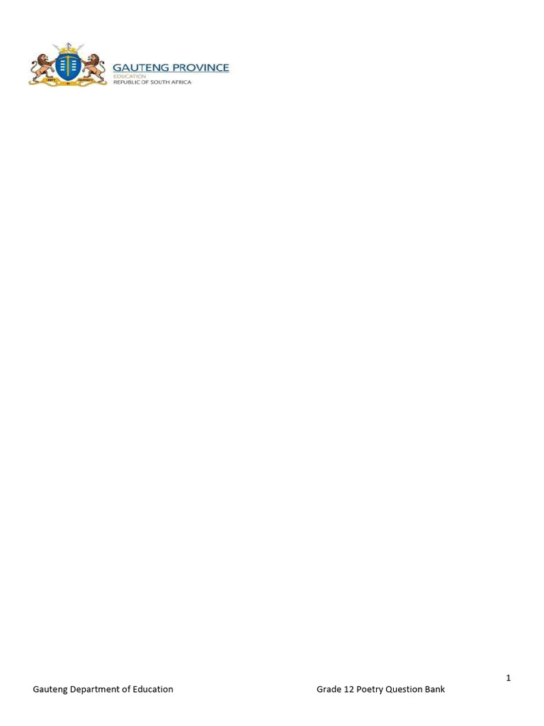 Poetry Revision Question Bank Grade 12 | PDF