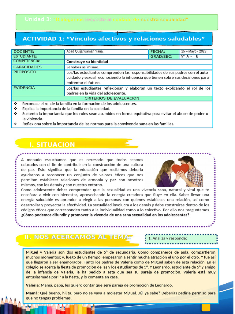 5° DPCC - Actv.01-Unid.3 2023 | PDF