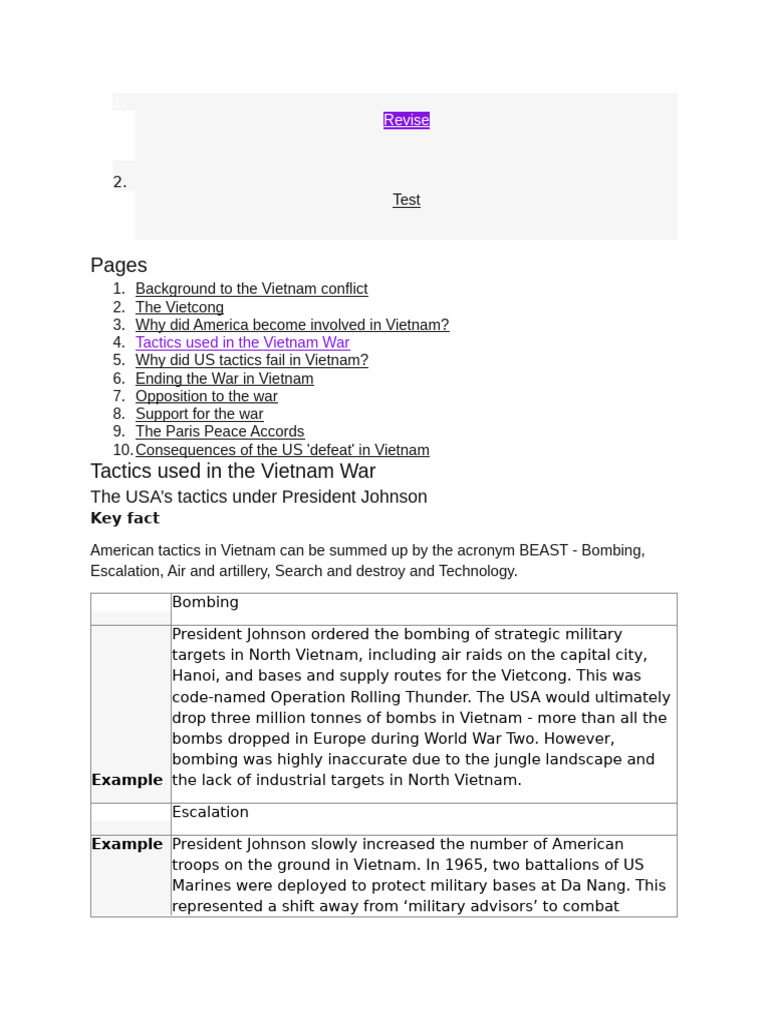 USA - Vietnam War Tactics | PDF