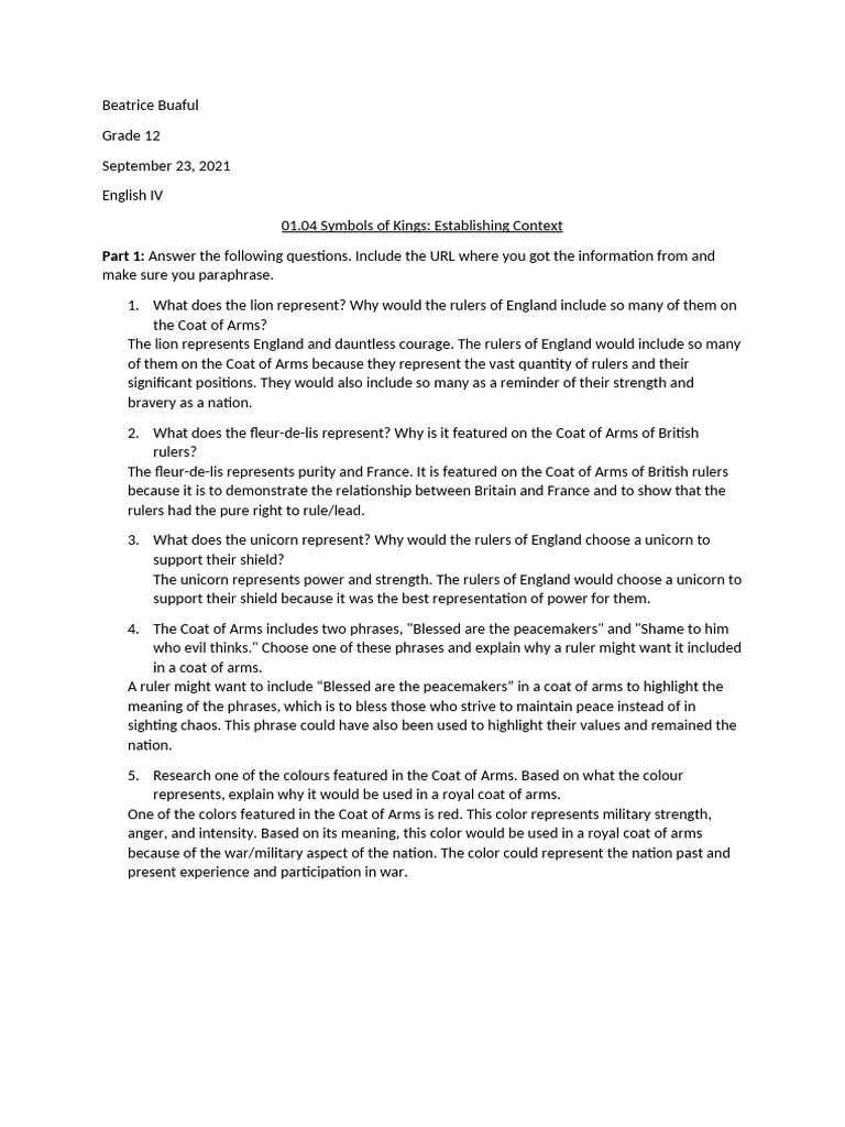 01.04 Symbols of Kings - Establishing Context | PDF