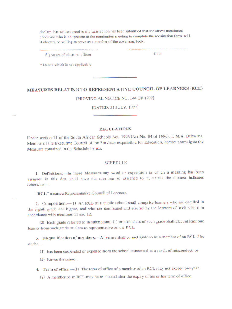 FS Measures Relating To Representative Council of Learners Nr. 144 ...