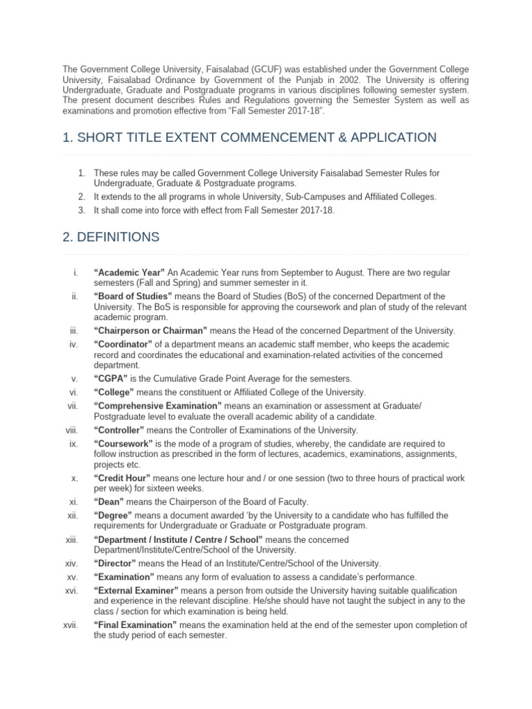 Academic Rules (General) | PDF