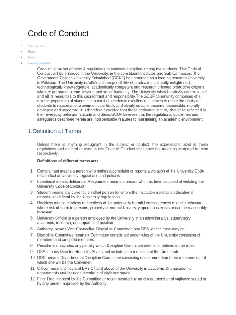 Code of Conduct | PDF