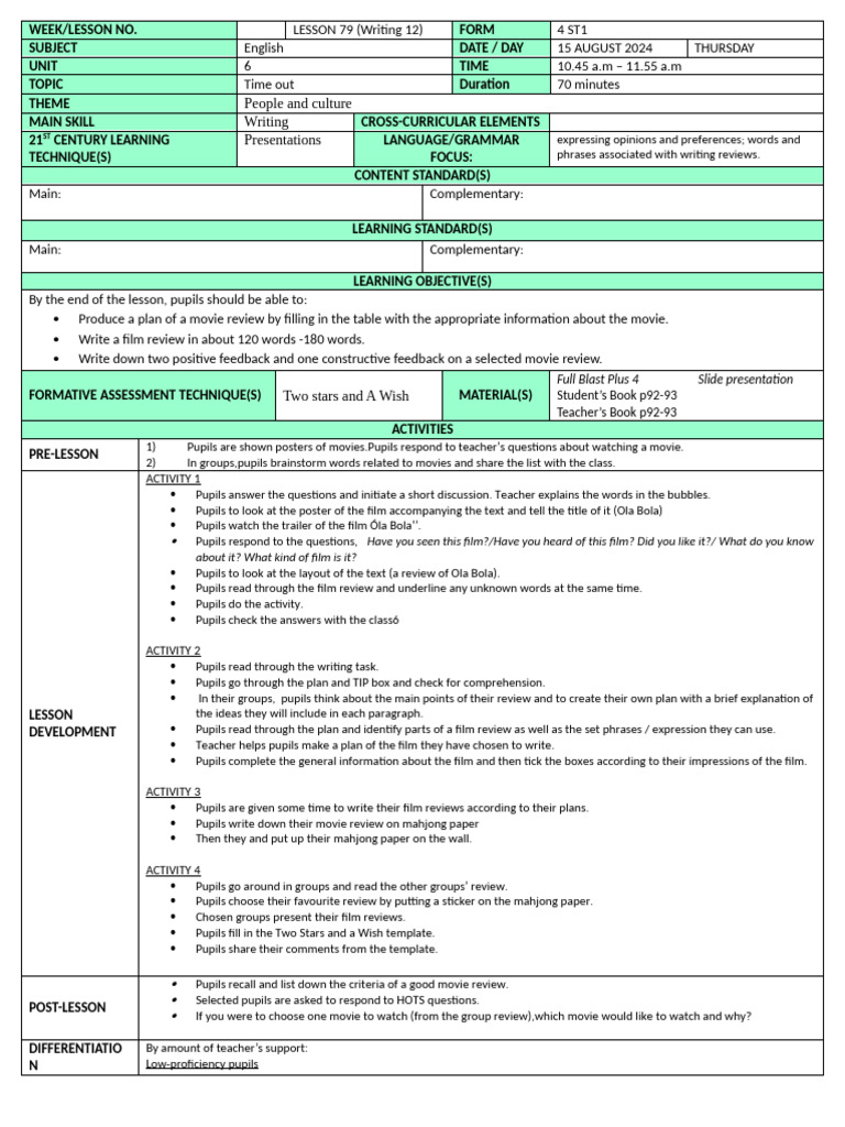 Lesson 79 Writing (Form 4) | PDF