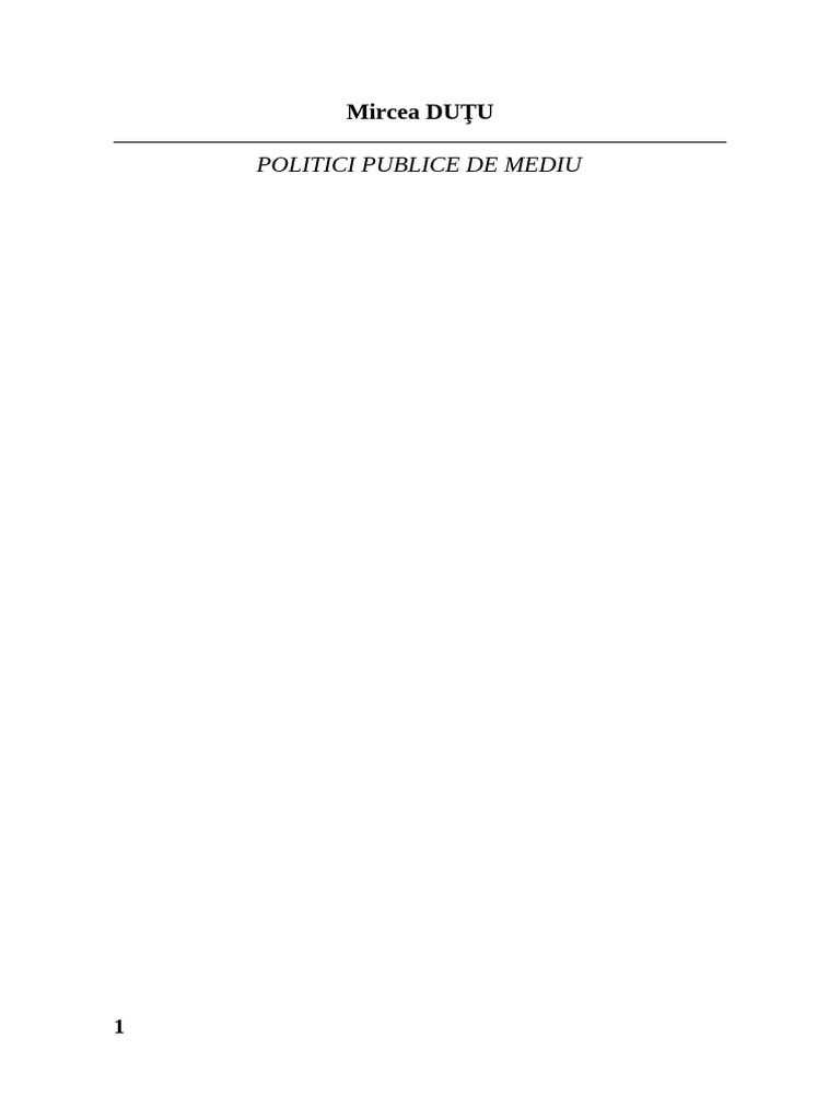 Mircea Dutu Politici Publice de Mediu 1 | PDF