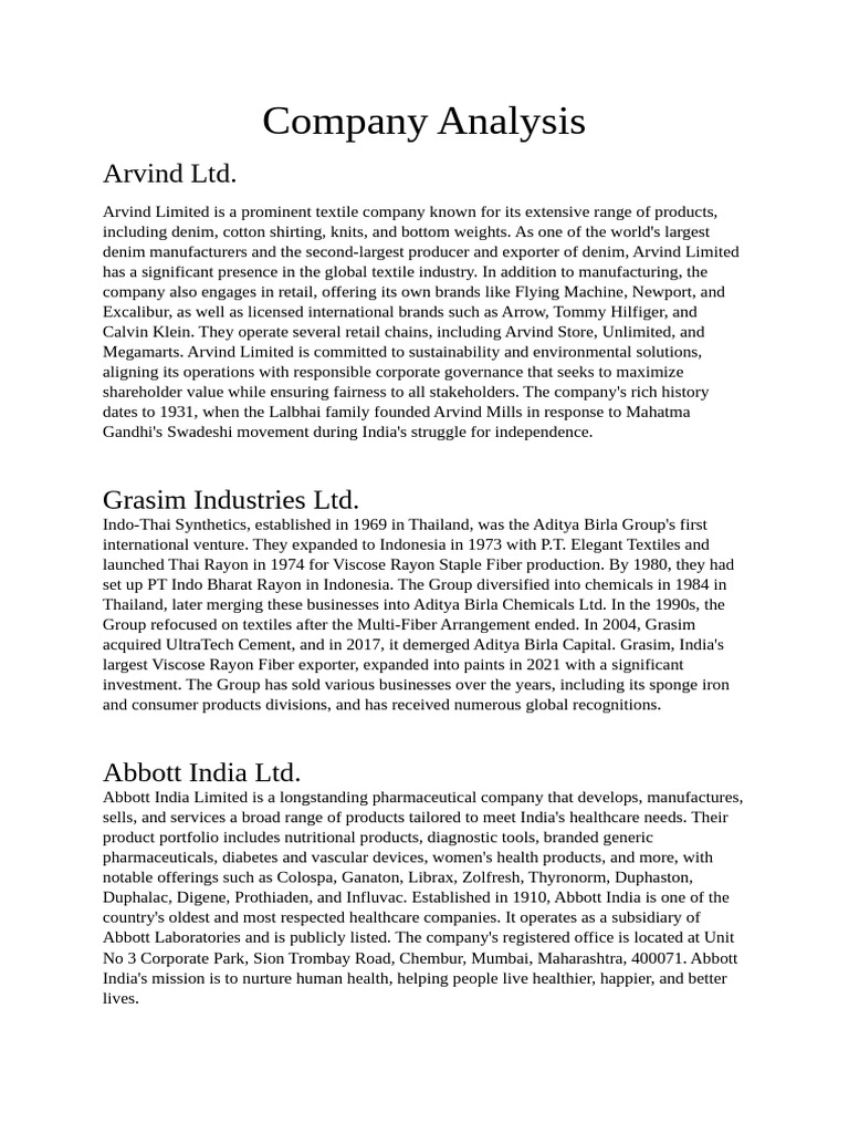Company Analysis | PDF
