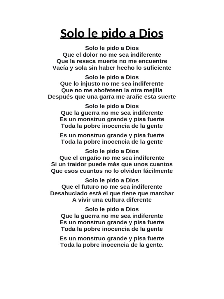 Solo Le Pido A Dios | PDF