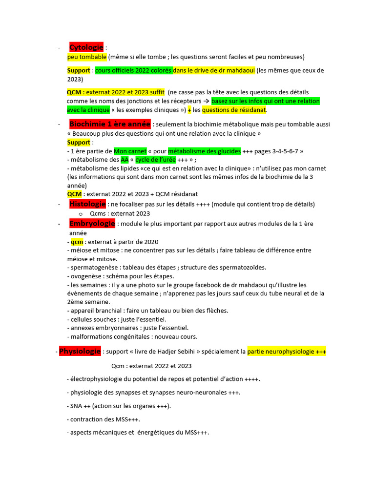 Notes Modules 1 Ère Année | PDF