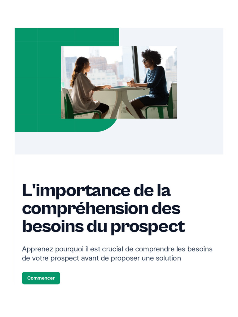 Limportance de La Comprehension Des Besoins Du Prospect | PDF