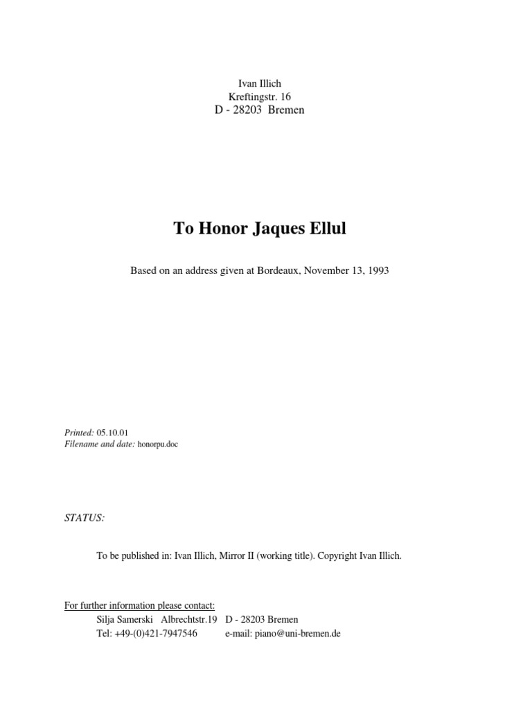 1993 Honor Ellul | PDF | Philosophy