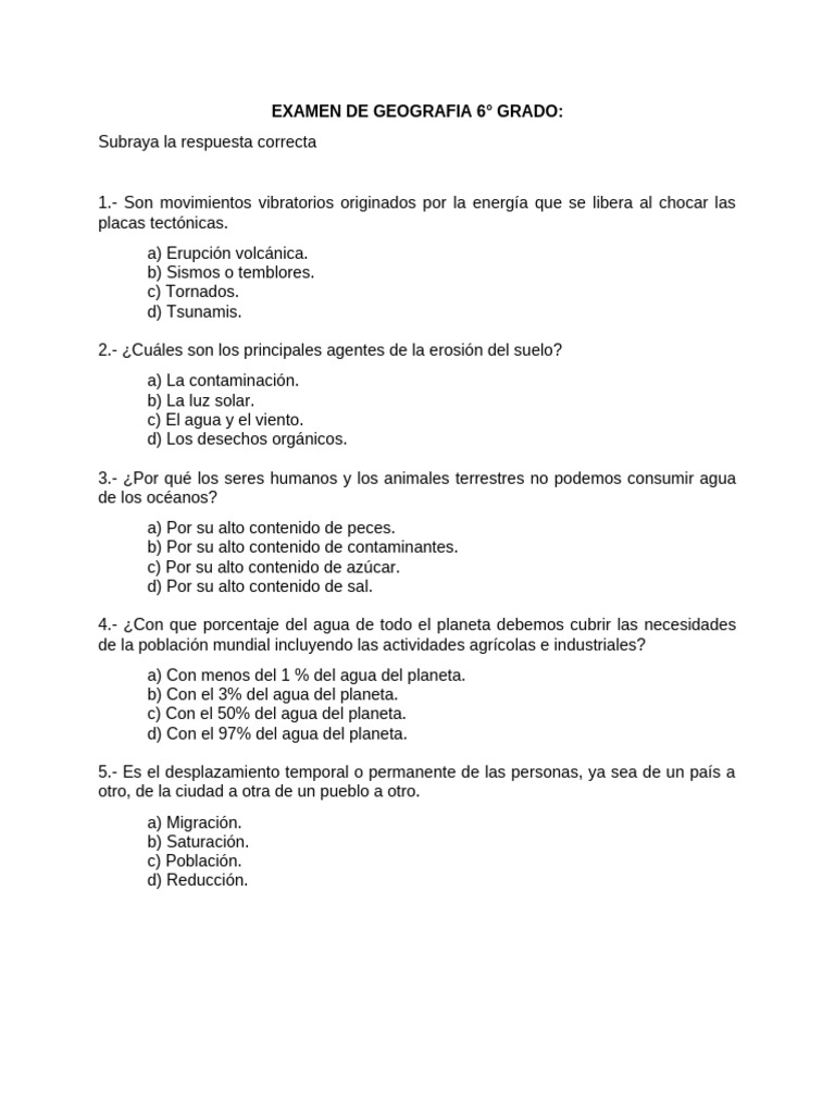Examen Geografia | PDF