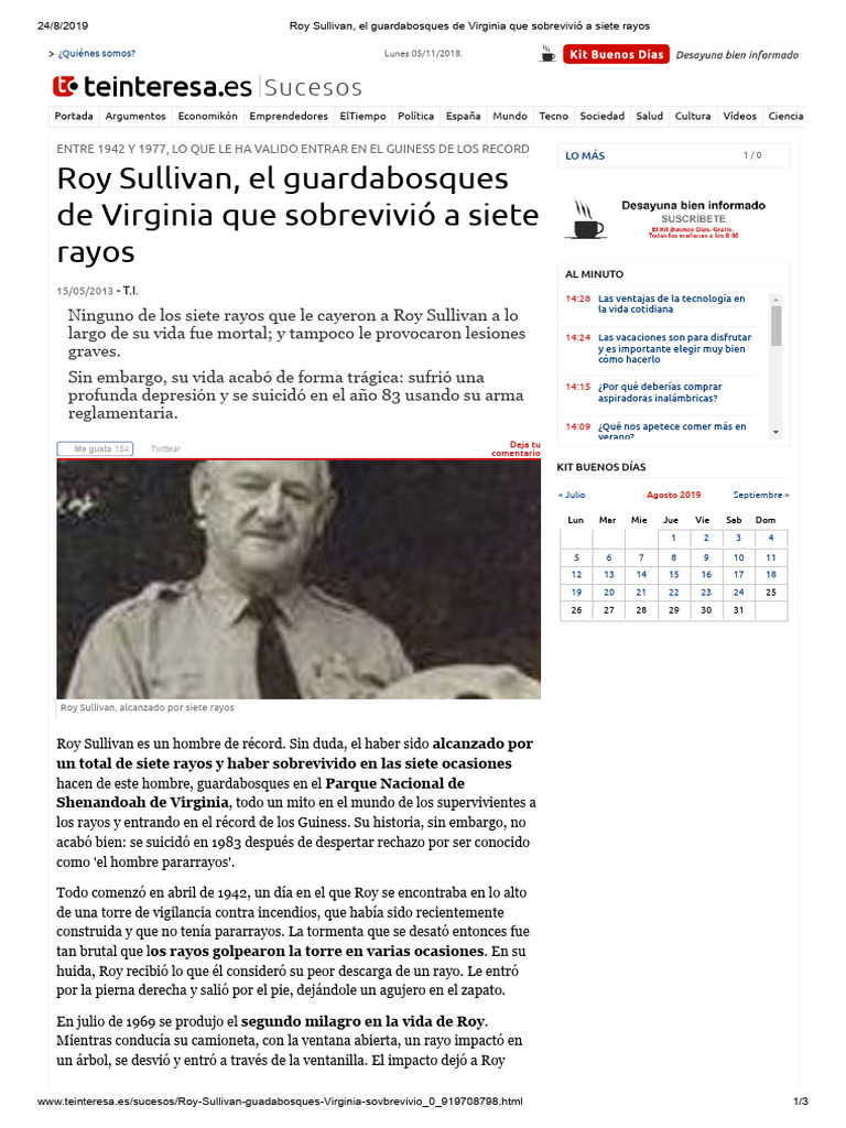 Roy Sullivan Sobrevivió A Siete Rayos, 15.5.13 | PDF | Relámpago