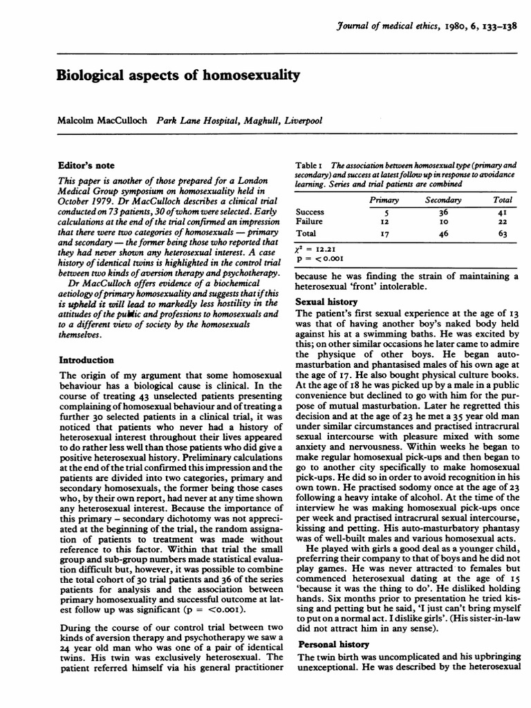 Biological Aspects of Homosexuality | PDF