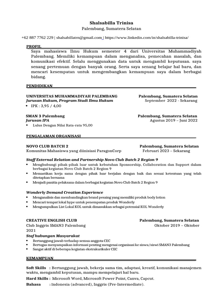 7 - Aqila Elsa Putri - CV | PDF