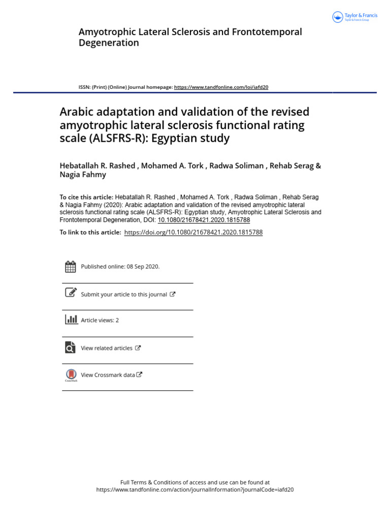 Alsfrs R | PDF