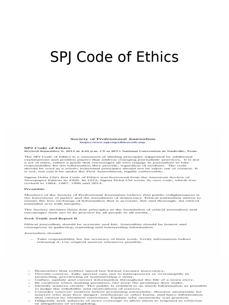 SPJ Code of Ethics | PDF