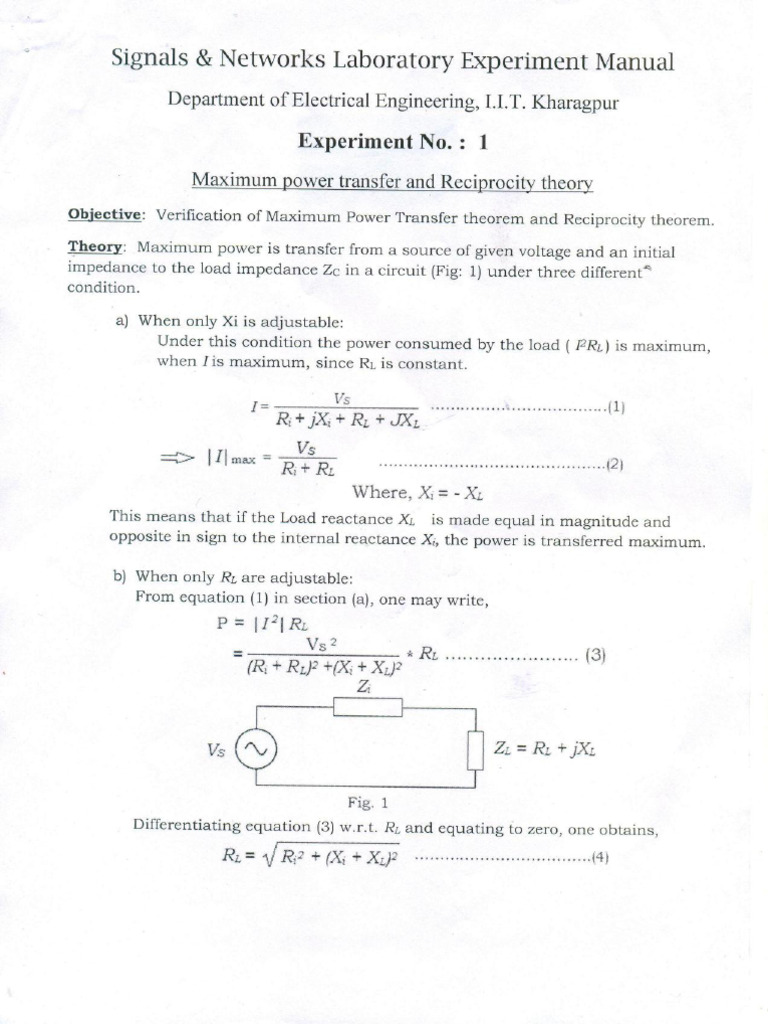 Maximum Power Transfer and Reciprocity | PDF
