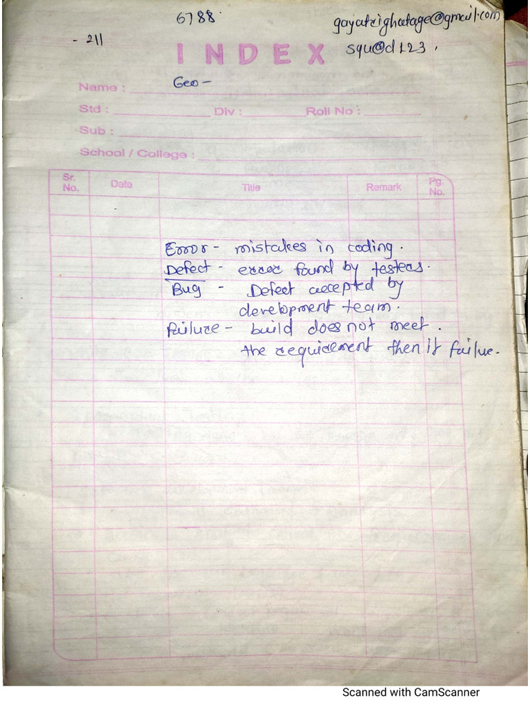 Manual Testing Handwritten Note | PDF