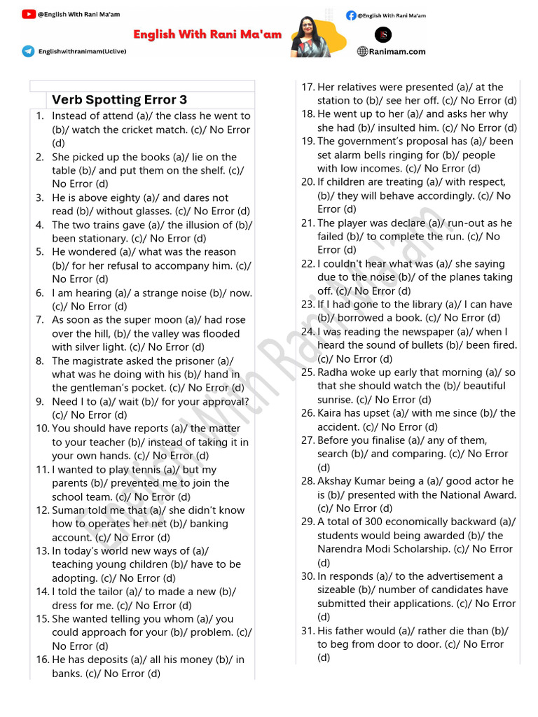 6.basic Verb Error 3 | PDF