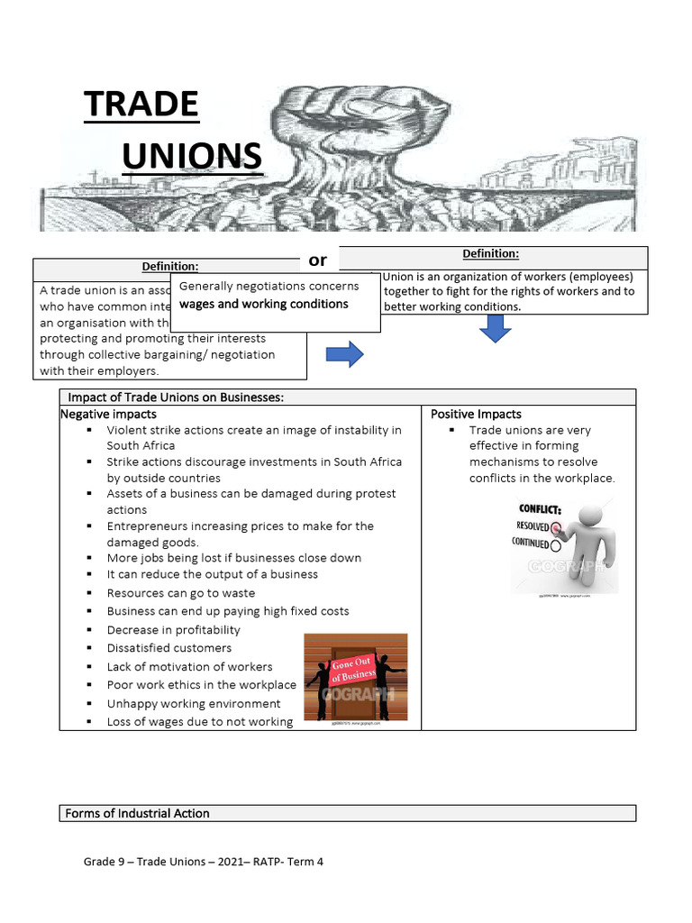 Trade Unions - Notes - 2021 | PDF