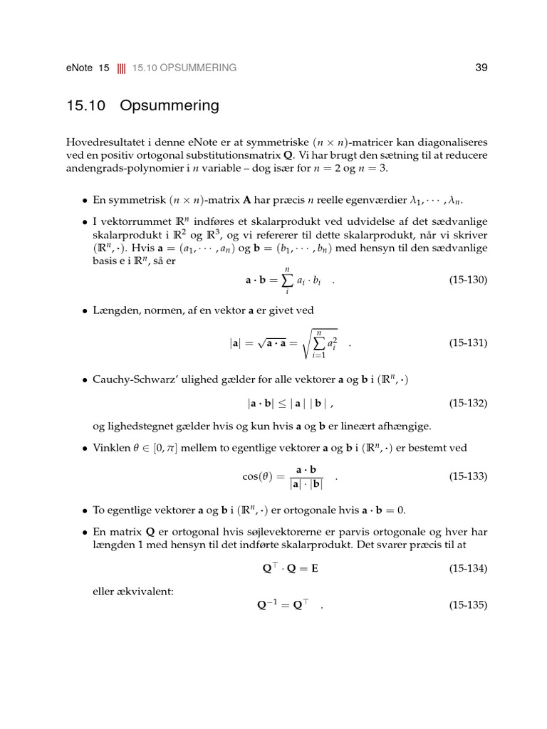 Opsummering eNOTER | PDF | Linear Algebra | Vector Calculus