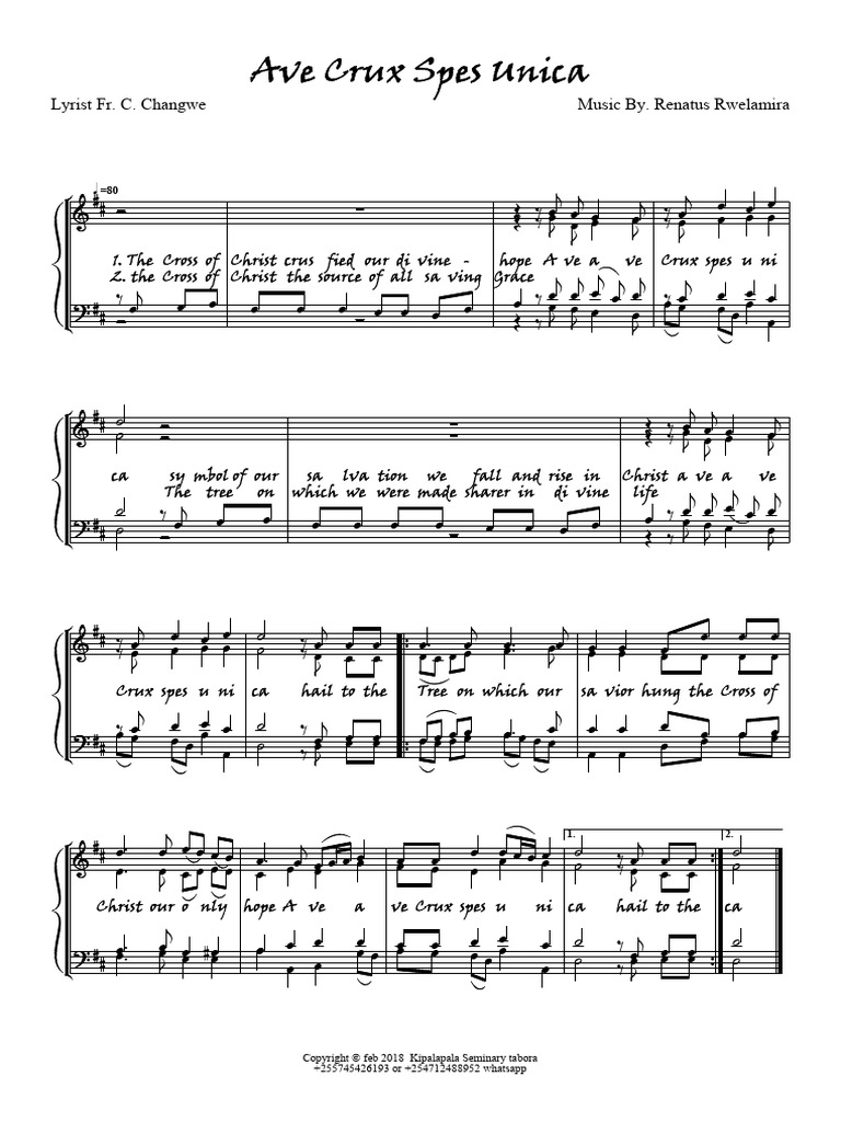 Ave Crux Spes Unica By. Renatus Rwelamira | PDF