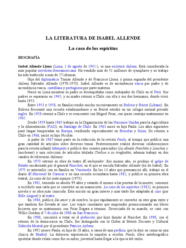Isabel Allende | PDF | Artes (general) | Science