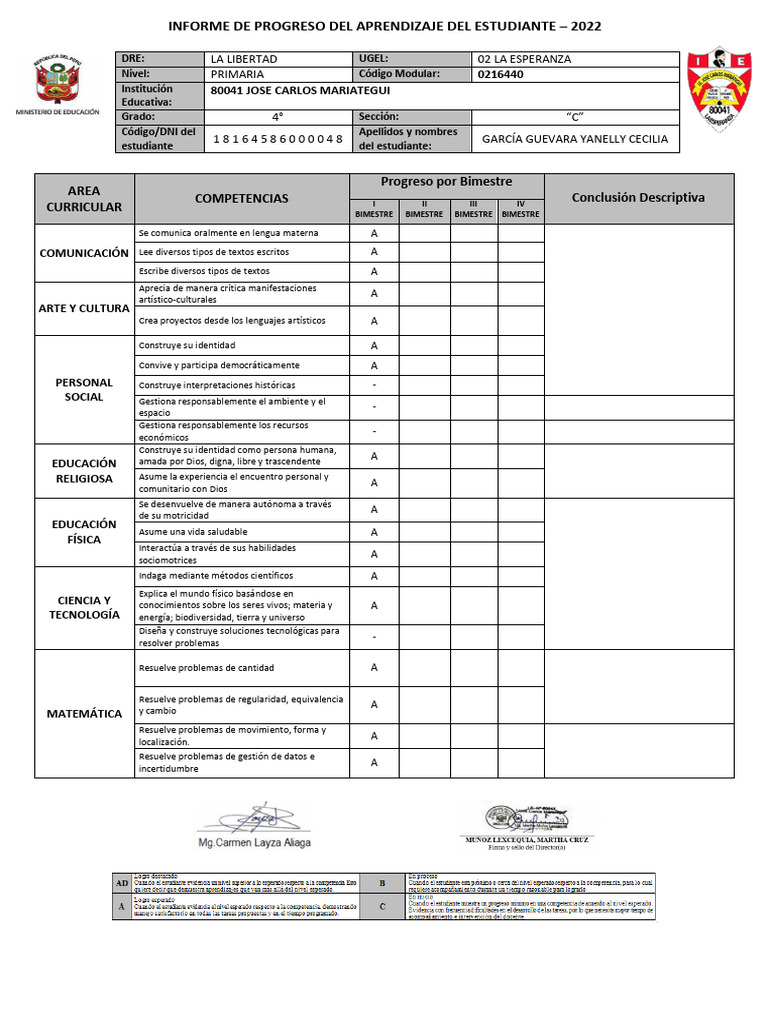 Libretas 4c - I Bimestre-7 | PDF