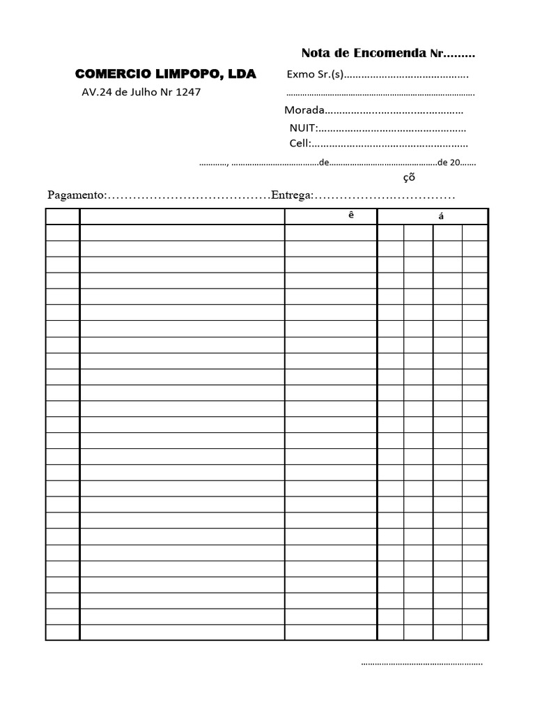 Nota de Encomenda | PDF