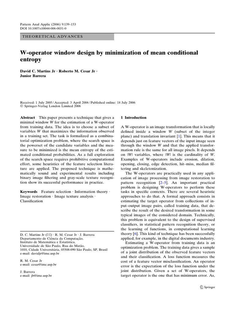 W Operator Window Design | PDF