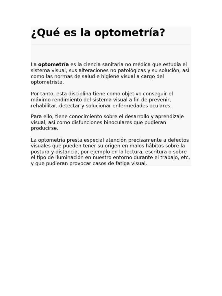 Qué Es La Optometría | PDF