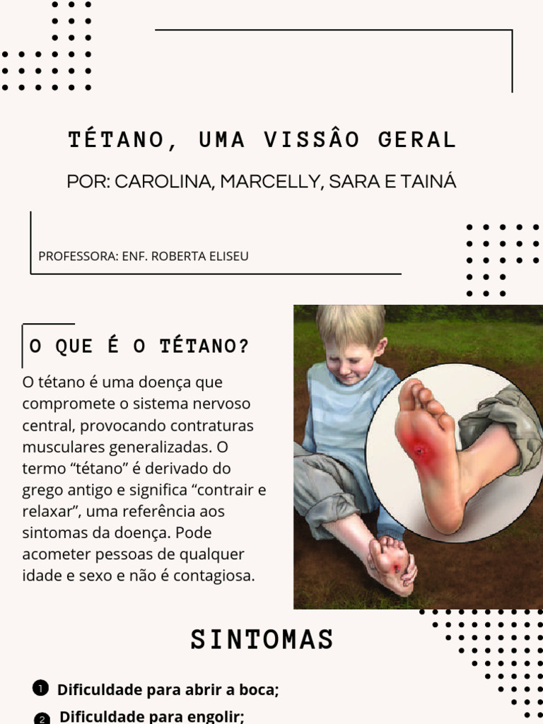 Apresentação de Slides TÉTANO | PDF
