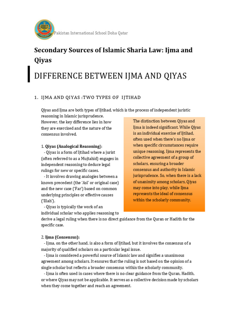 Difference Between Ijam and Qiyas With Examples | PDF