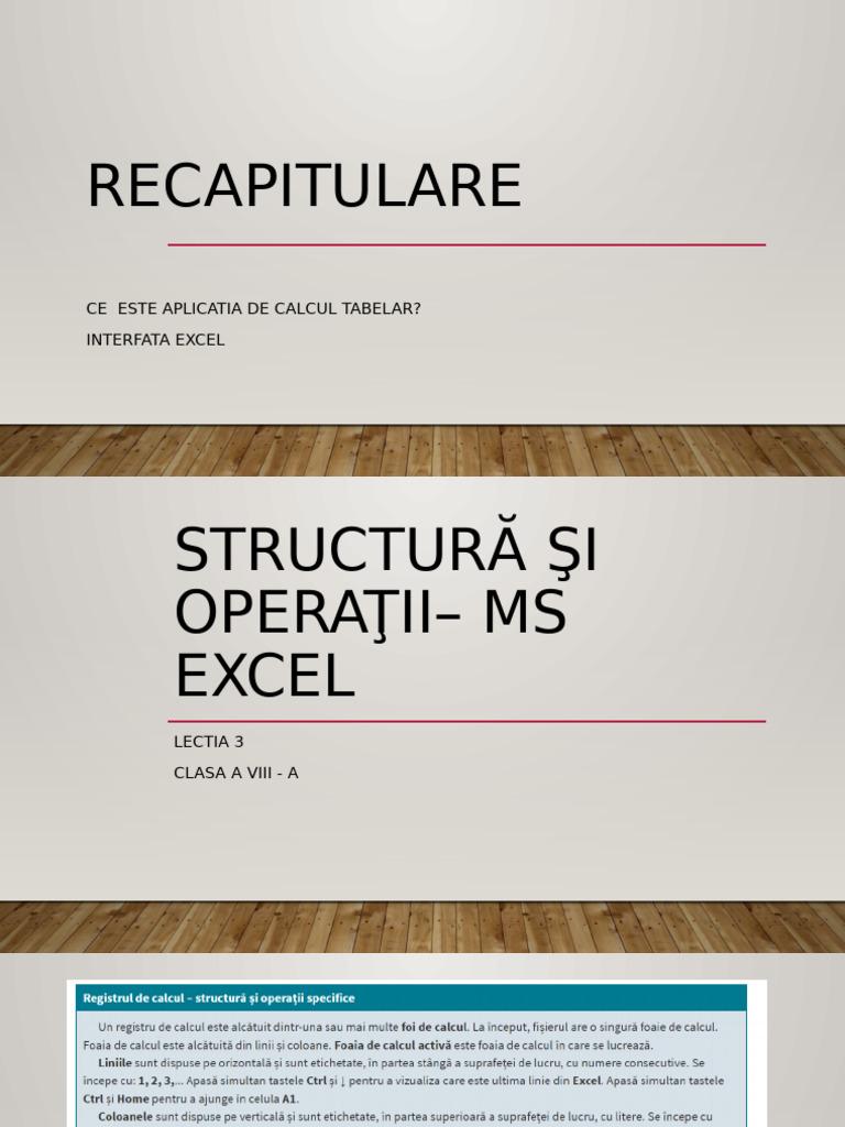 8-L3-Calcul Tabelar - Structura Si Operatii | PDF