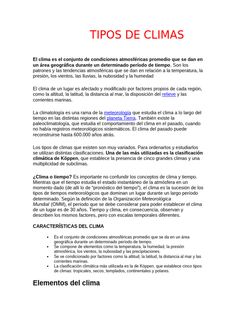 Tipos de Climas | PDF
