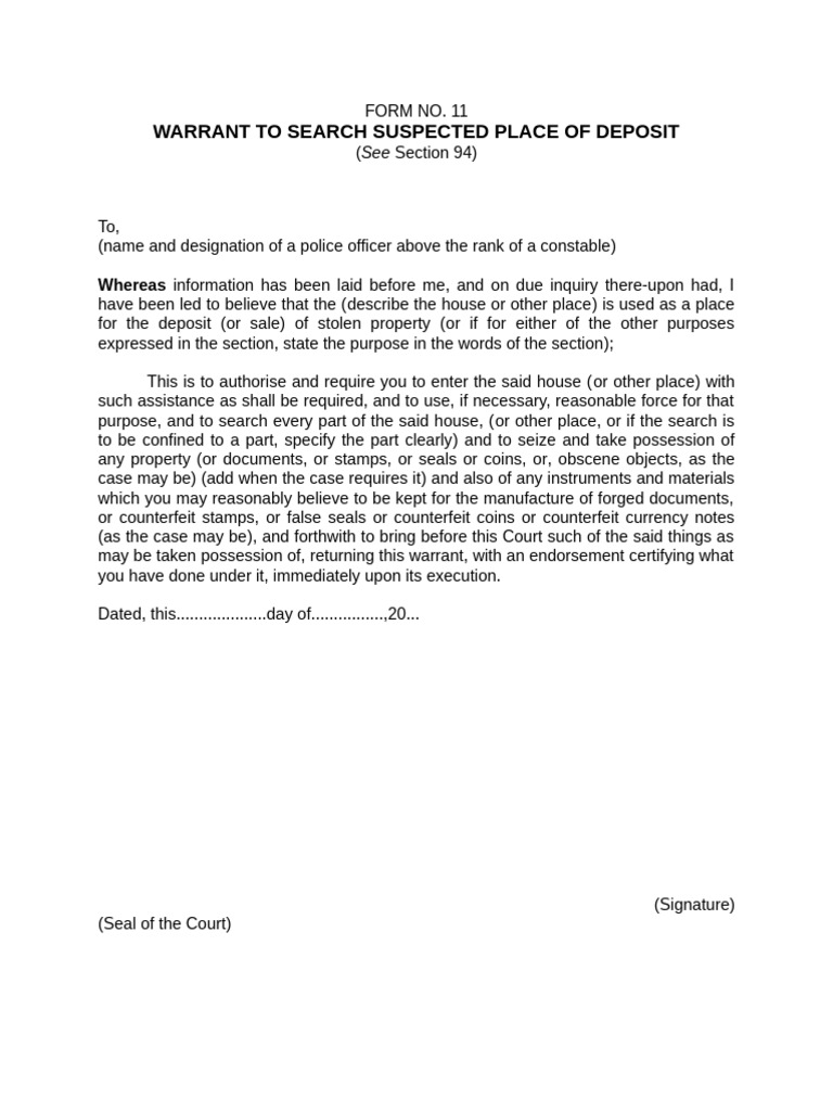 Search Warrant for Stolen Goods | PDF
