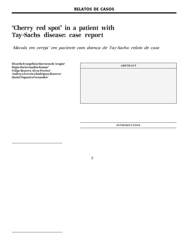 "Cherry Red Spot" in A Patient With Tay-Sachs Disease Case Report | PDF
