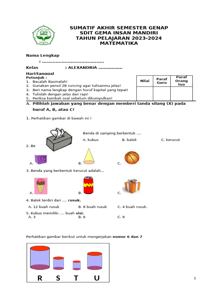 Math - Layout Soal - Kelas 2 - STS GENAP | PDF